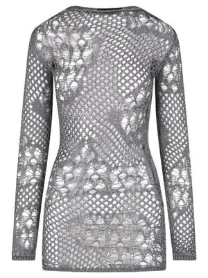 DONDUP Crochet Distressed Dress - Gray