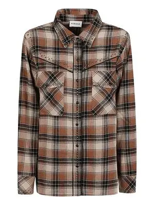 P.a.r.o.s.h Plaid Studded Cowboy Shirt - Black