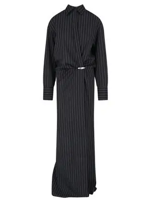 DONDUP Erotica Striped Maxi Shirt Dress - Black