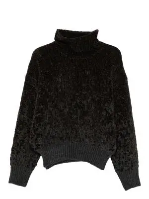 ALYSI Turtleneck Pullover With Chenille-effect Finish - Brown