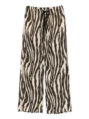 ALYSI Zebra-print Wide-leg Trousers - Black