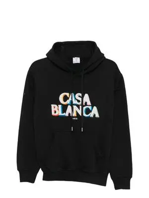 Casablanca Logo Drawstring Hoodie - Black