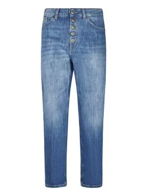 DONDUP Button-fly Cropped Jeans - Blue