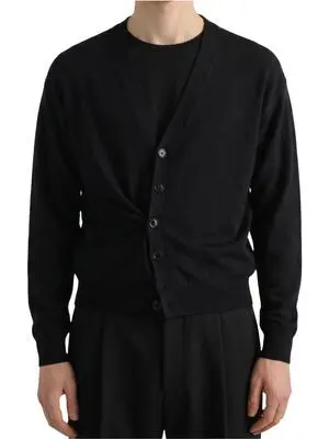LEMAIRE V-neck Buttoned Cardigan - Black