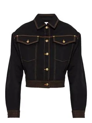 Versace Denim Blouson With Medusa Head Buttons - Black