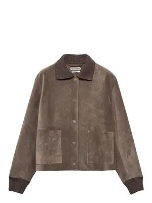 J.W.ANDERSON Suede Jacket In Mouse Grey - Murinus