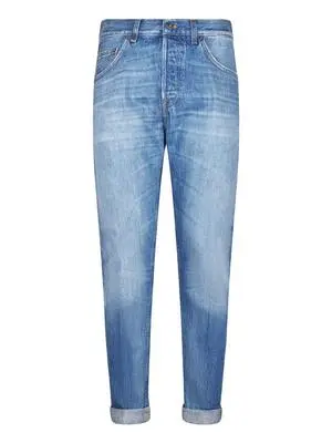 DONDUP Slim Fit Jeans With Turn-up Trim - Blue