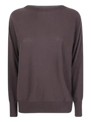 D.exterior Crew Neck Knit Sweater With Ribbed Details - Black