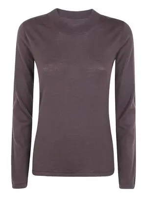 D.exterior Ribbed Crew Neck Knit Top - Black