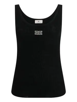 Elisabetta Franchi Logo Detail Knit Vest - Black