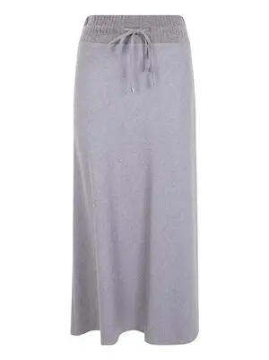 D.exterior Drawstring Waist Flared Skirt - No