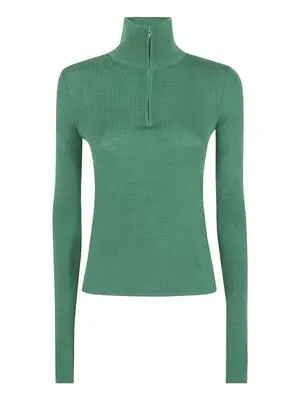 THE FRANKIE SHOP Sade Knit Zip Jumper - Green
