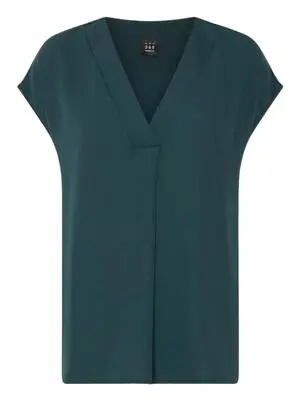 Marella V-neck Overshirt With Pleated Front - Green