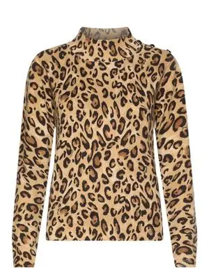 Marella Marella Long-Sleeved Turtleneck Knit Top With Animal Print No