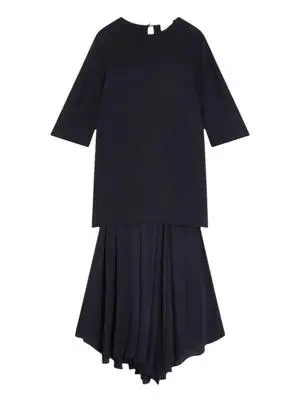 SEMICOUTURE Short-sleeved Paneled Dress With Pleats - No
