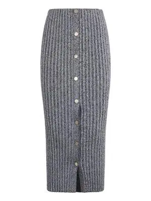 Philosophy Di Lorenzo Serafini Ribbed Button Midi Knitted Skirt - Grey
