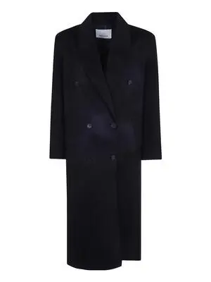 THE FRANKIE SHOP Gaia Double Breasted Long Coat - Black