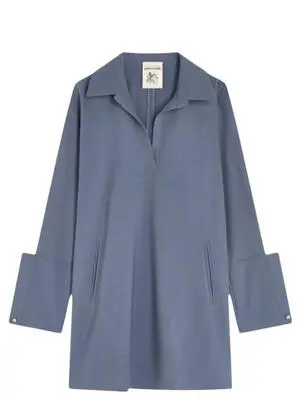 SEMICOUTURE V-neck Long Sleeve Mini Dress - Blue