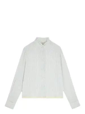 SEMICOUTURE Striped Shirt With Lace Hem - Multi-color