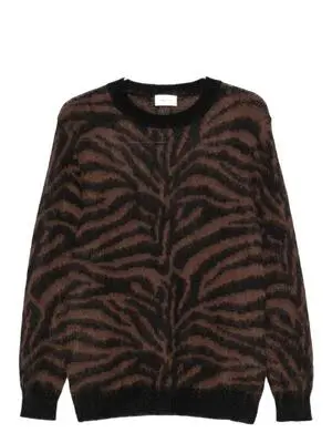 P.a.r.o.s.h P.A.R.O.S.H. Zebra-Patterned Crew Neck Sweater Brown/black