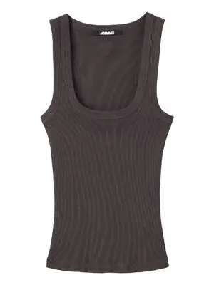 Jacquemus Square Neck Ribbed Knit Vest - Brown