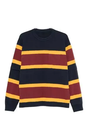 Sacai Striped Knit Layered Sleeve Sweater - Black