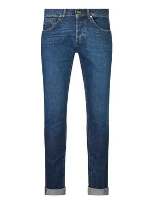 DONDUP Cuffed Hem Denim Trousers - Blue