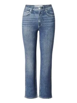 Rag & Bone Straight Leg Jeans With Printed Logo Detail - Blue