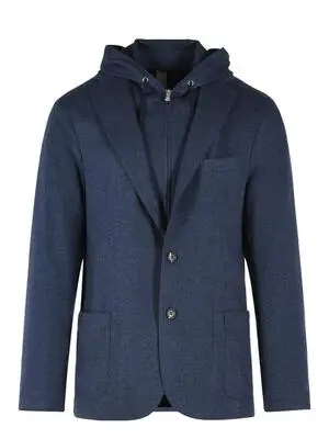 Eleventy Eleventy Long-Sleeved Suit Jacket With Hood Blue
