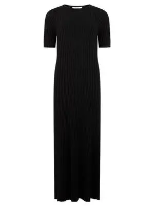 LISA YANG Ribbed Knit Maxi Dress With Short Sleeves - Black