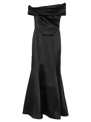 Solace Off-shoulder Satin-finish Maxi Dress - Black