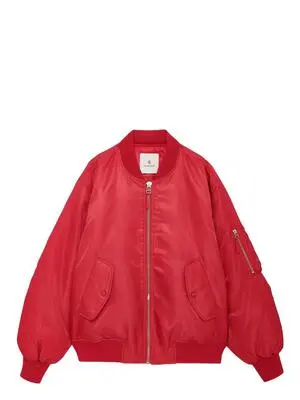 ANINE BING Bomber Jacket With Ribbed Details - Tango Red