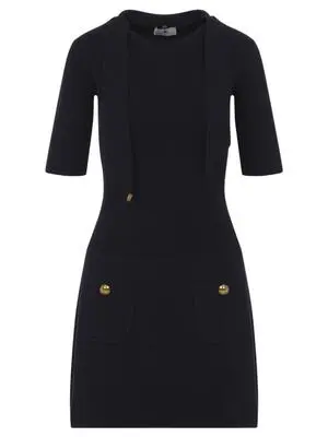 Elisabetta Franchi Ribbed Mini Knitted Dress - Black
