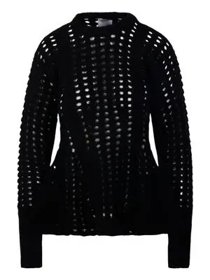 NUDE Perforated Mock Neck Sweater - Black