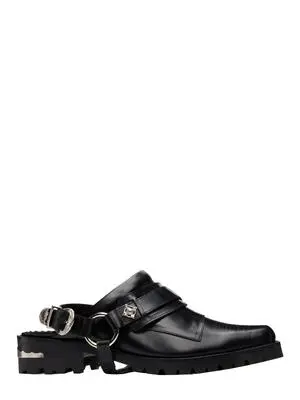 TOGA VIRILIS Leather Slip-on Loafers With Buckle Detailing - Black
