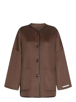 Marella Marella Single-Breasted Coat With Leather Detailing No