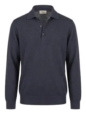 Altea Long Sleeve Polo-neck Sweater - Navy