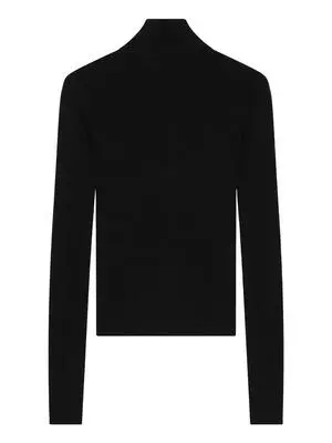 THE FRANKIE SHOP Sade Merino Wool And Silk Zip-neck Knit Top - Black