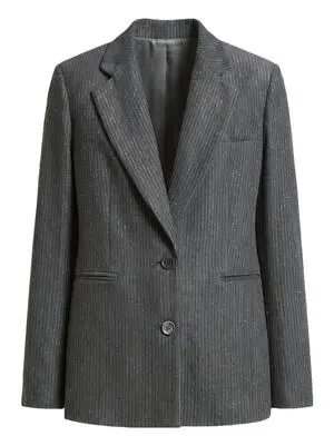 Peserico Glitter-effect Pinstripe Blazer - Grey