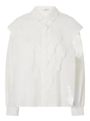 FRAME Frame Embroidered Ruffled Shirt