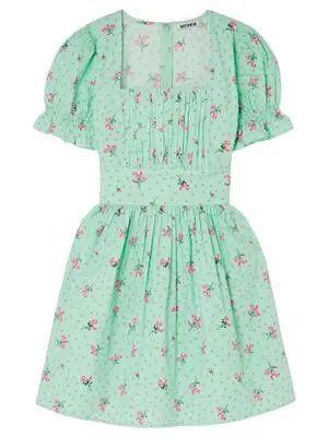 Batsheva Floral Print Cotton Poplin Mini Dress - No
