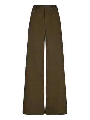 Serena Bute Cotton Loose Fit Trousers - Green