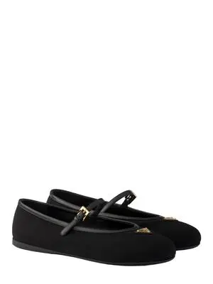 PRADA Prada Fabric Ballerinas With Logo-Engraved Buckle