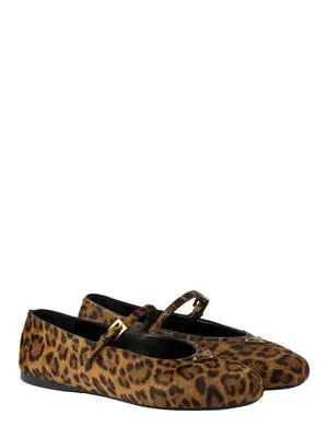 Prada Printed Leather Ballerinas - Neutral