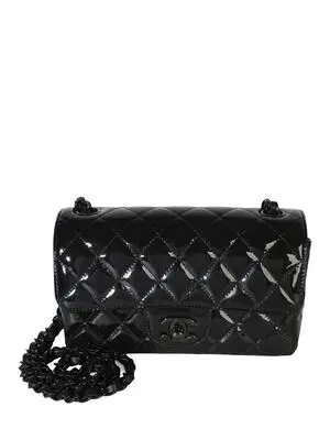 Chanel Quilted Patent Rectangular Flap Bag - Black