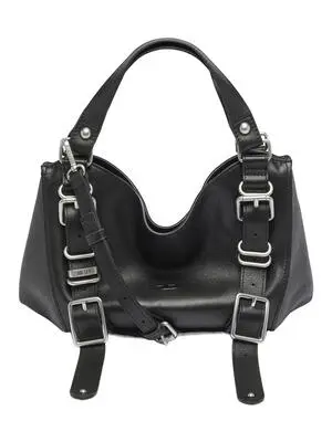 DIESEL® D-one Small Top-handle Bag In Treated Leather - Black