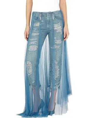 DIESEL® D-aisi Regular Waist Jeans With Tulle Overlay - Blue