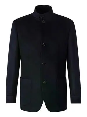 LARDINI Mandarin Collar Cashmere Jacket - Blue