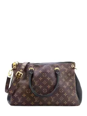 LOUIS VUITTON Louis Vuitton Pallas Tote Monogram Canvas Leather Shoulder Bag Black