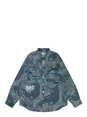 AAPE BY *A BATHING APE Moonface Camo-print Shirt - Blue
